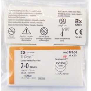 Covidien 8886332356 - SUTURE, TICRON, W-B, 2/0, .... 6/BX