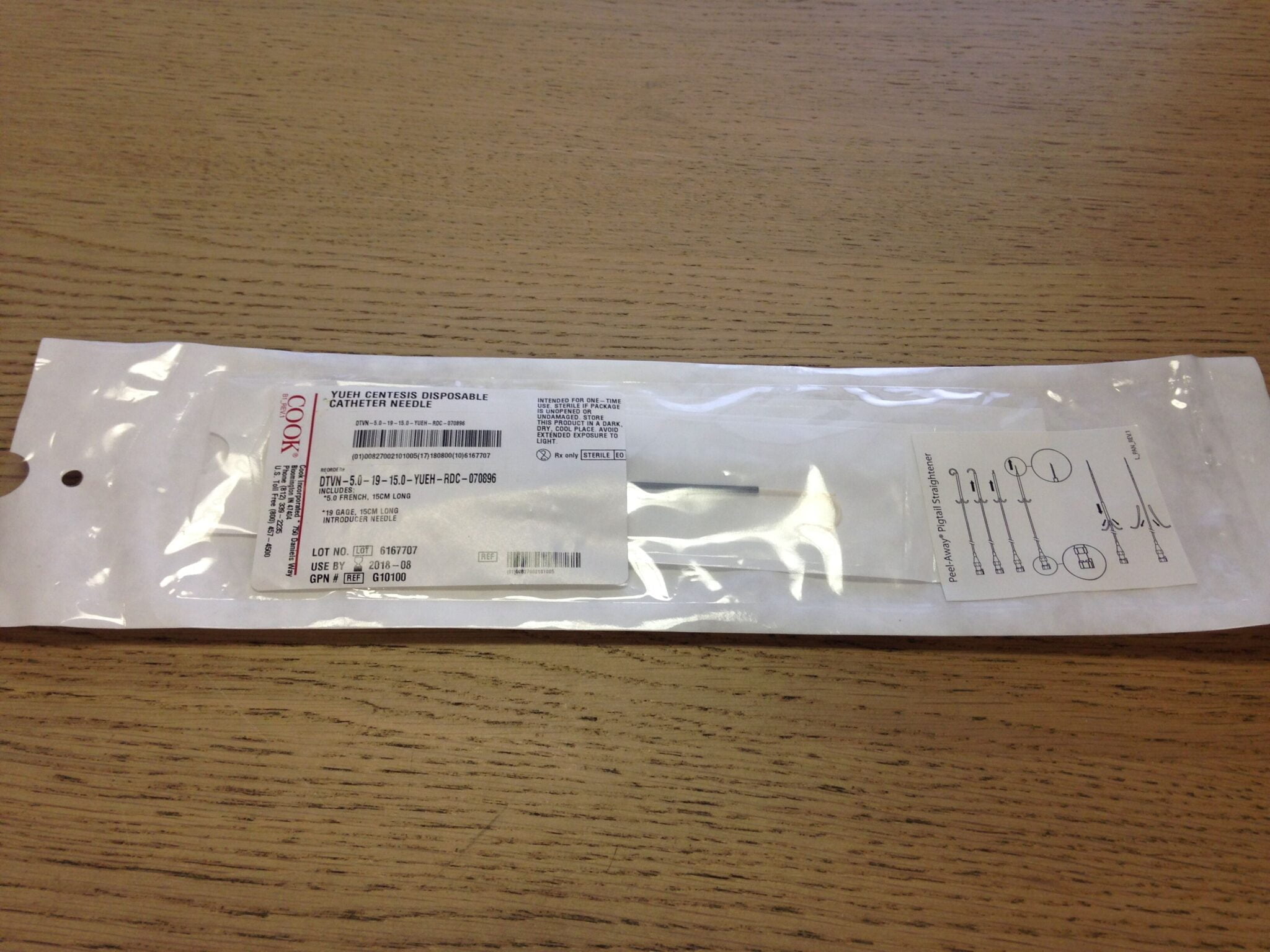 Cook G10100 Needles: Yueh Centesis Pigtail Catheter Needle, 5 Fr, 19G ...