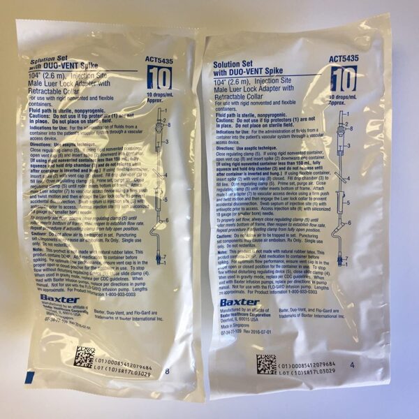 Baxter ACT5435 Administration Set Duo-Vent 103 in. Tubing 10 ml. Port ...