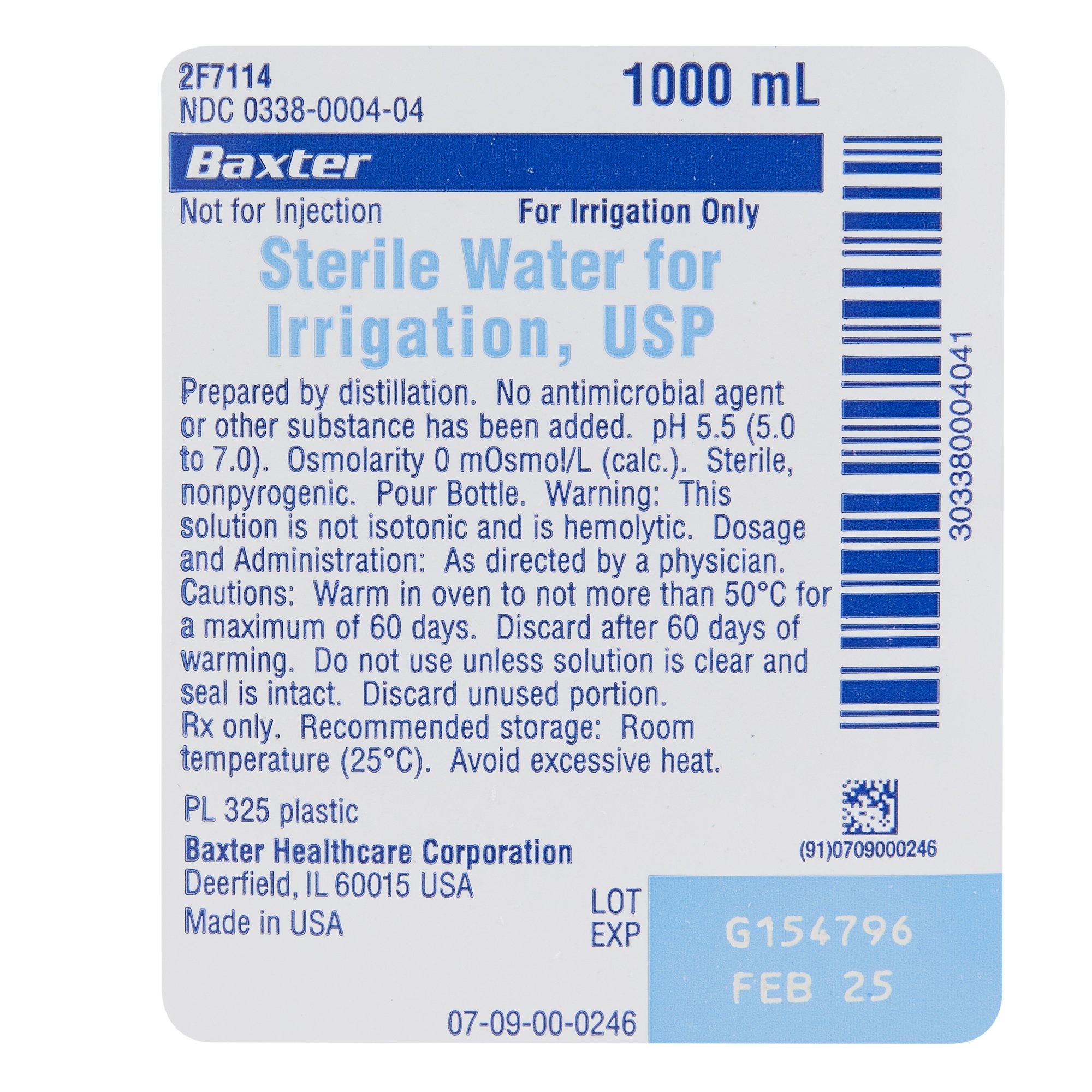 Baxter 367998 Sterile Water for Irrigation – 1000 mL – 12 per Case ...
